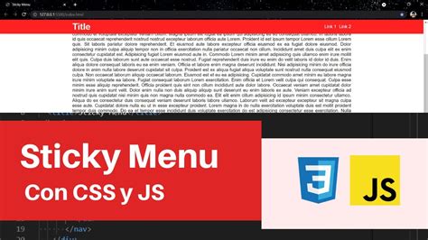Sticky Menu Con Css Y Js Menú Pegajoso Youtube
