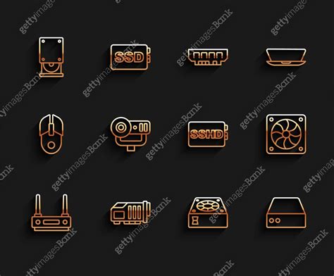 Set Line Router And Wi Fi Signal Video Graphic Card Optical Disc Drive Computer Cooler