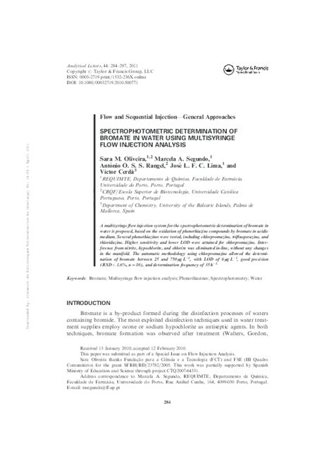Pdf Spectrophotometric Determination Of Bromate In Water Using