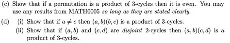 solved c show that if a permutation is a product of