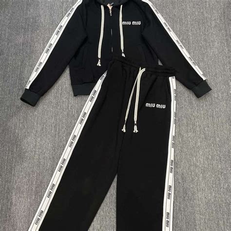 Комплект одежды Женский Miu Miu Повседневный черный меланж размер 44 46 Хлопок Логотип рост