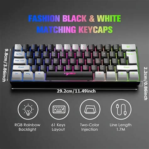 Rgb Pc 게임용 키보드 및 게임용 마우스 콤보 Usb 게임용 키보드 컴팩트 61키 Rgb Led 백라이트 Temu