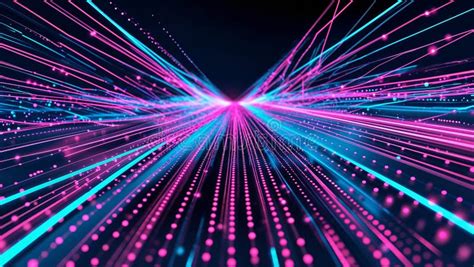 Futuristic Stream Data Flowing Through Cyberspace With Pink And Blue