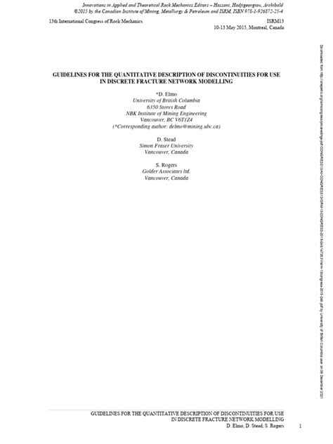 guidelines for the quantitative description of discontinuities for use