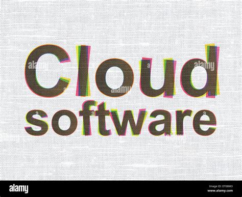 Technology Concept Cloud Software On Fabric Texture Background Stock