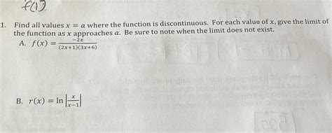 Solved Find All Values X A Where The Function Is Chegg