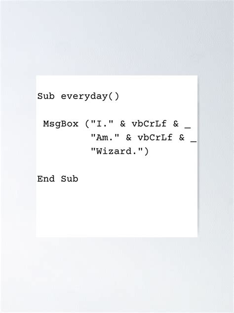 Excel Visual Basic Design Poster For Sale By Pixelofpaper Redbubble