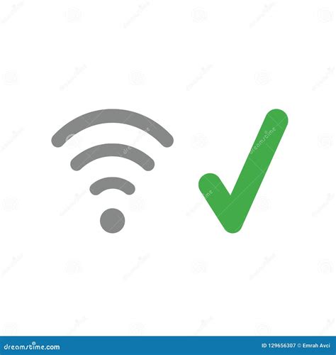 Vector Icon Concept Of Wireless Wifi Symbol With Check Mark Stock Vector Illustration Of