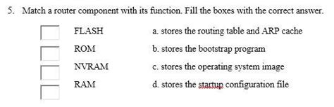 solved 5 match a router component with its function fill