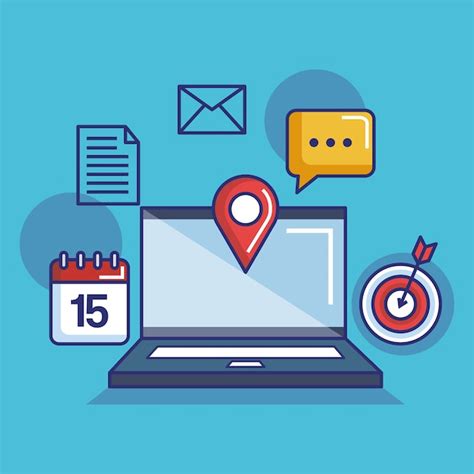 Premium Vector Laptop Pointer Map Gps Marketing Media Items