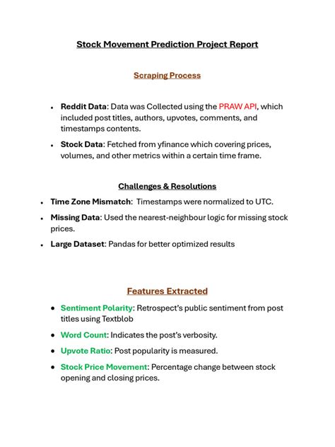 Stock Movement Prediction Project Report Pdf