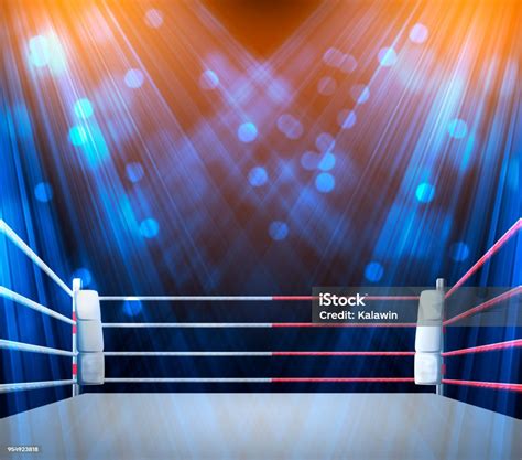 권투 링 스포트 라이트에 의해 조명입니다 디지털 효과 3d 렌더링입니다 0명에 대한 스톡 사진 및 기타 이미지 0명 경쟁 경쟁자 Istock