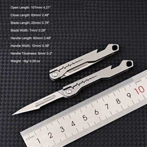 New Small Titanium Pocket Folding Knife Scalpel Blades Opener Keychain Edc Knife Ebay