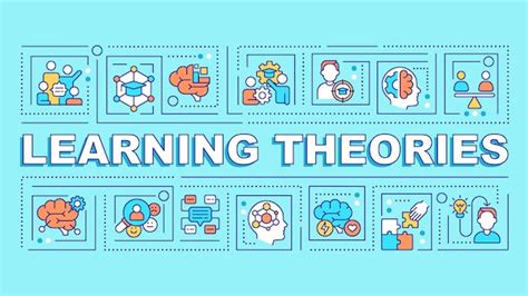 Premium Vector Learning Theories Text With Various Thin Line Icons Concept On Blue