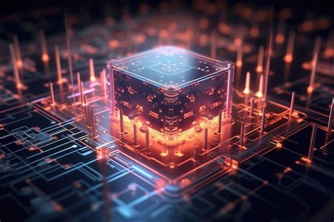 Premium Ai Image Abstract Futuristic Quantum Computer Microchip