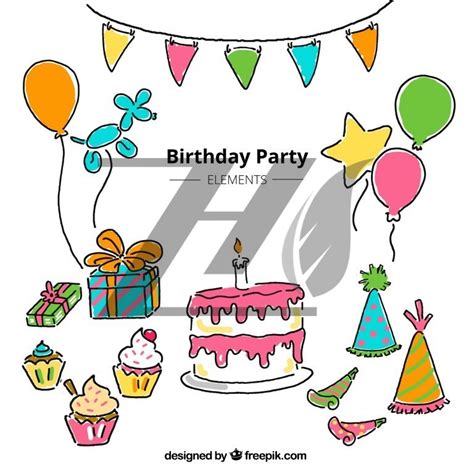 دانلود وکتور ست تزیین تولد دانلود رایگان فایل لایه باز، Psd، وکتور