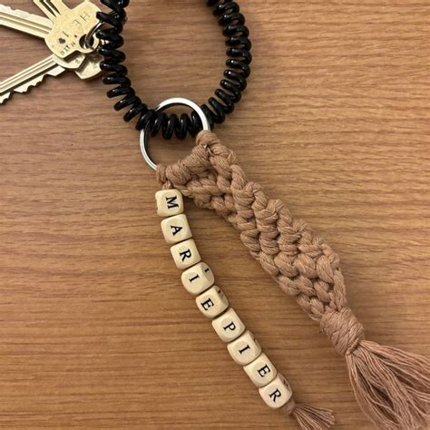 Personalized Macrame Keychain Macrame Keychain Customized Keychain Macrame Accessories Boho