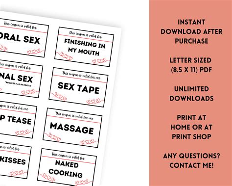 Naughty Sex Coupons Valentines Gift For Him Valentine S Etsy
