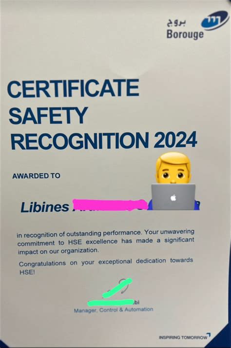 Libines As On Linkedin Certificate Safety Adnoc Borouge Borouge