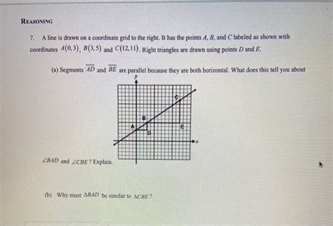 Solved REASONING A Line Is Drawn On A Coordinate Grid To Chegg