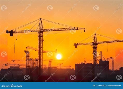 Construction And Engeneering Concept Tower Crane Royalty Free Stock