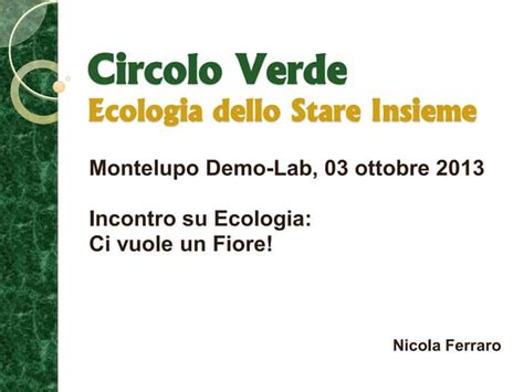 nicola ferraro ecologia dello stare insieme ppt