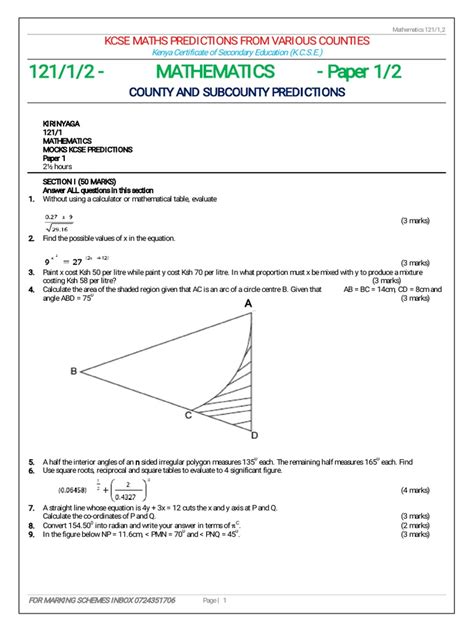 Kcse Maths Predictions Pdf Business
