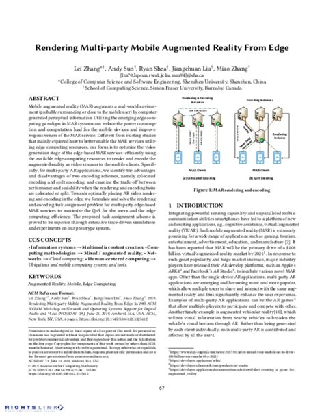 Pdf Rendering Multi Party Mobile Augmented Reality From Edge