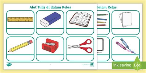 Lembaran Kerja Alat Tulis Di Dalam Kelas