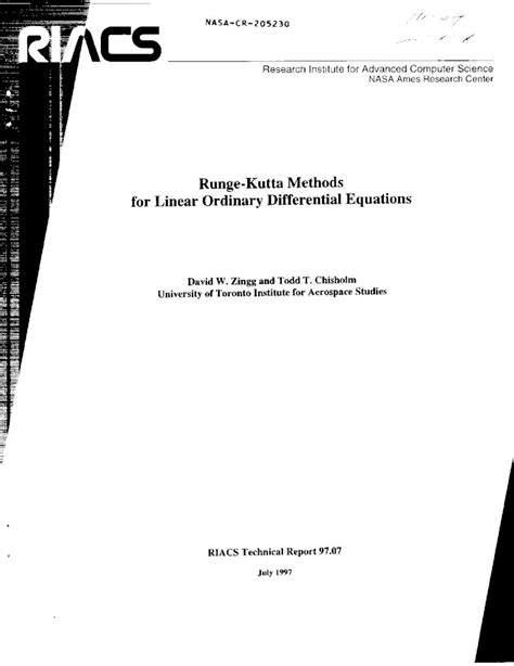 pdf runge kutta methods for linear ordinary differential equations