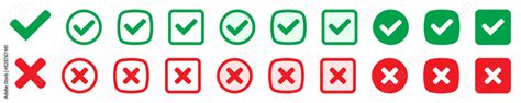 Right Or Wrong Icons Green Tick And Red Cross Checkmarks Yes Or No Symbol Approved Or
