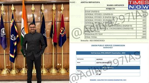 UPSC IAS Topper Aditya Srivastava's Marksheet goes Viral, Here is How Much He Scored | Education ...
