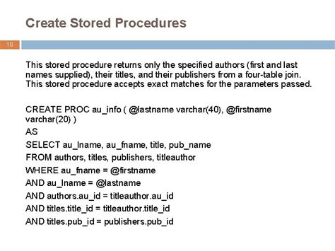 STORED PROCEDURES By Adrienne Watt Benefits Of Stored