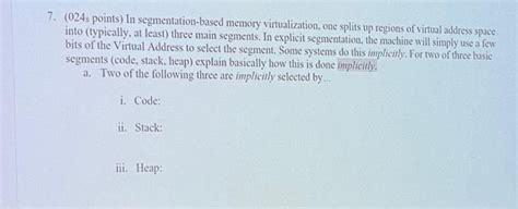 Solved 7 024s Points In Segmentation Based Memory