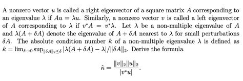 Solved A Nonzero Vector U Is Called A Right Eigenvector Of A