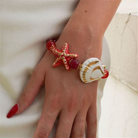 Bracciale Con Stella E Conchiglia In Ceramica E Pietre Naturewit