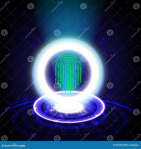 Security Cyber Digital Concept Fingerprint Scan Stock Vector