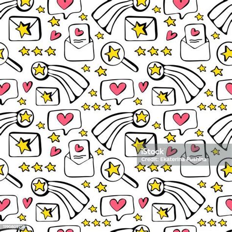 원활한 패턴 개념 고객 피드백 긍정적 인 검토 응용 프로그램에서 높은 평가 손으로 그린 낙서 배경입니다 온라인 서비스 평가 스마트 폰 순위 이메일 심장 등급 규모 별 개념에