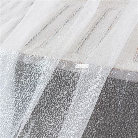 Silver White Curving Sequin Mesh Fabric By The Yard Oneyard