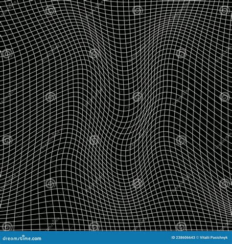 Abstract Wavy 3d Mesh On A Black Background Geometric Dynamic Wave 3d