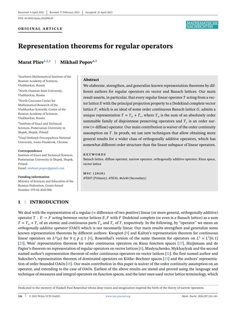 Representation Theorems For Regular Operators Request Pdf