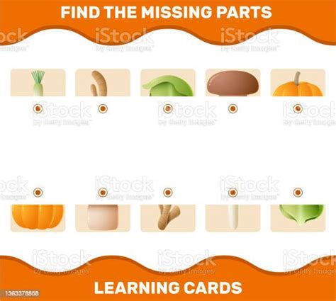 만화 야채 부품을 일치합니다 일치하는 게임 사전 쇼올 년 어린이와 유아를위한 교육 게임 개발에 대한 스톡 벡터 아트 및 기타