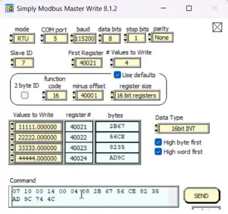 Modbus STM As Slave Write Registers