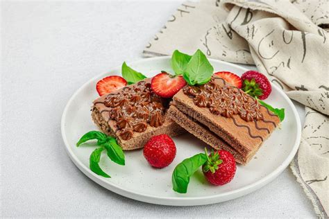 Delicious Chocolate Cakes With Fresh Strawberries Sweet Dessert Good