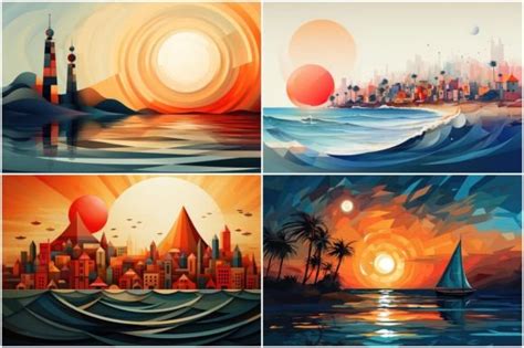 A Geometric Interpretation Of A Beach Graphic By Ai Graphic Design