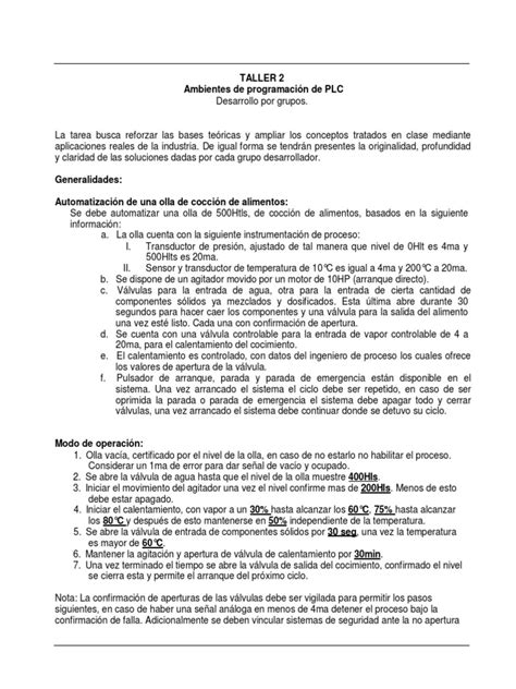 Taller 2 Pdf Controlador Lógico Programable Automatización