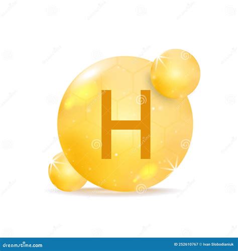Vitamin H Golden Icon Drop Vitamin Pill Capsule Stock Vector