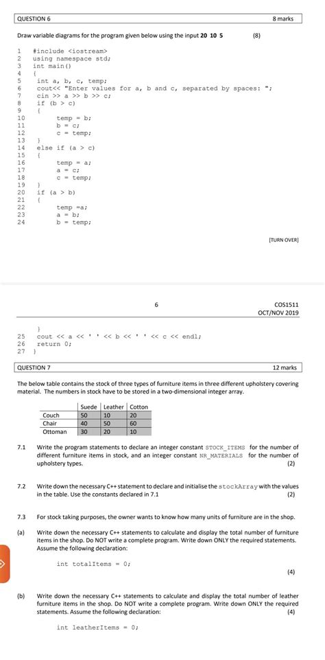 solved draw variable diagrams for the program given below