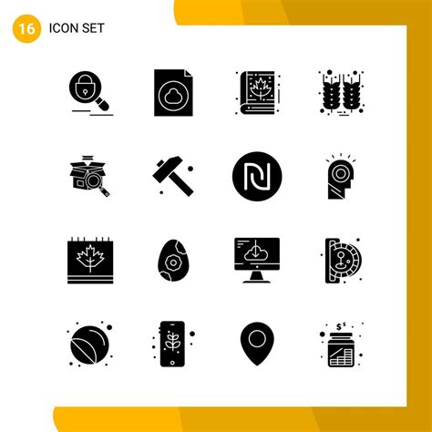 16 Icon Set Solid Style Icon Pack Glyph Symbols Isolated On White Backgound For Responsive