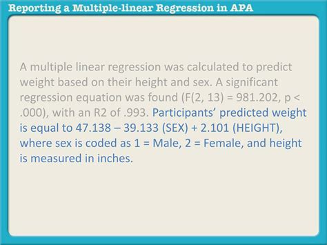 Reporting A Multiple Linear Regression In Apa Pptx